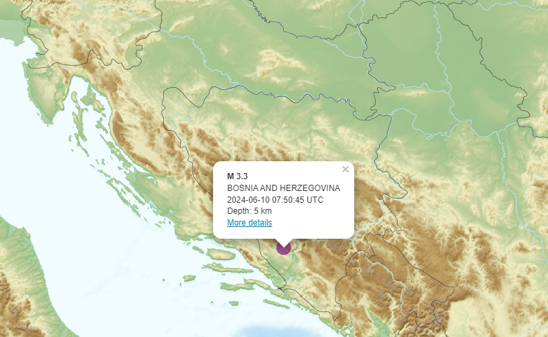Potres u BiH, osjetio se i u Hrvatskoj